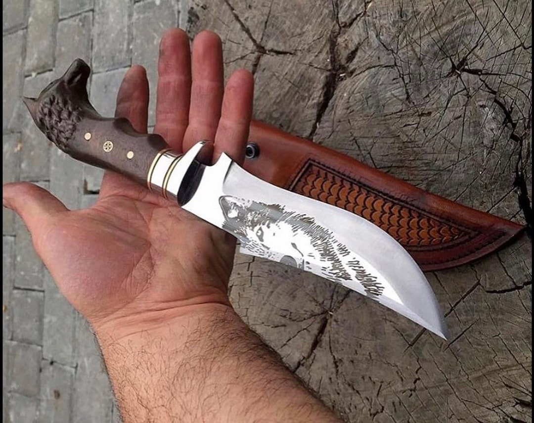 Wolf Head Camping Knife Custom Handmade Handcrafted Hunting - Etsy