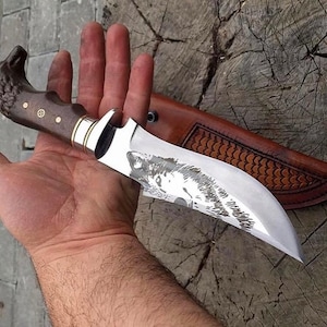 Wolf Head Camping Knife Custom Handmade Handcrafted Hunting - Etsy