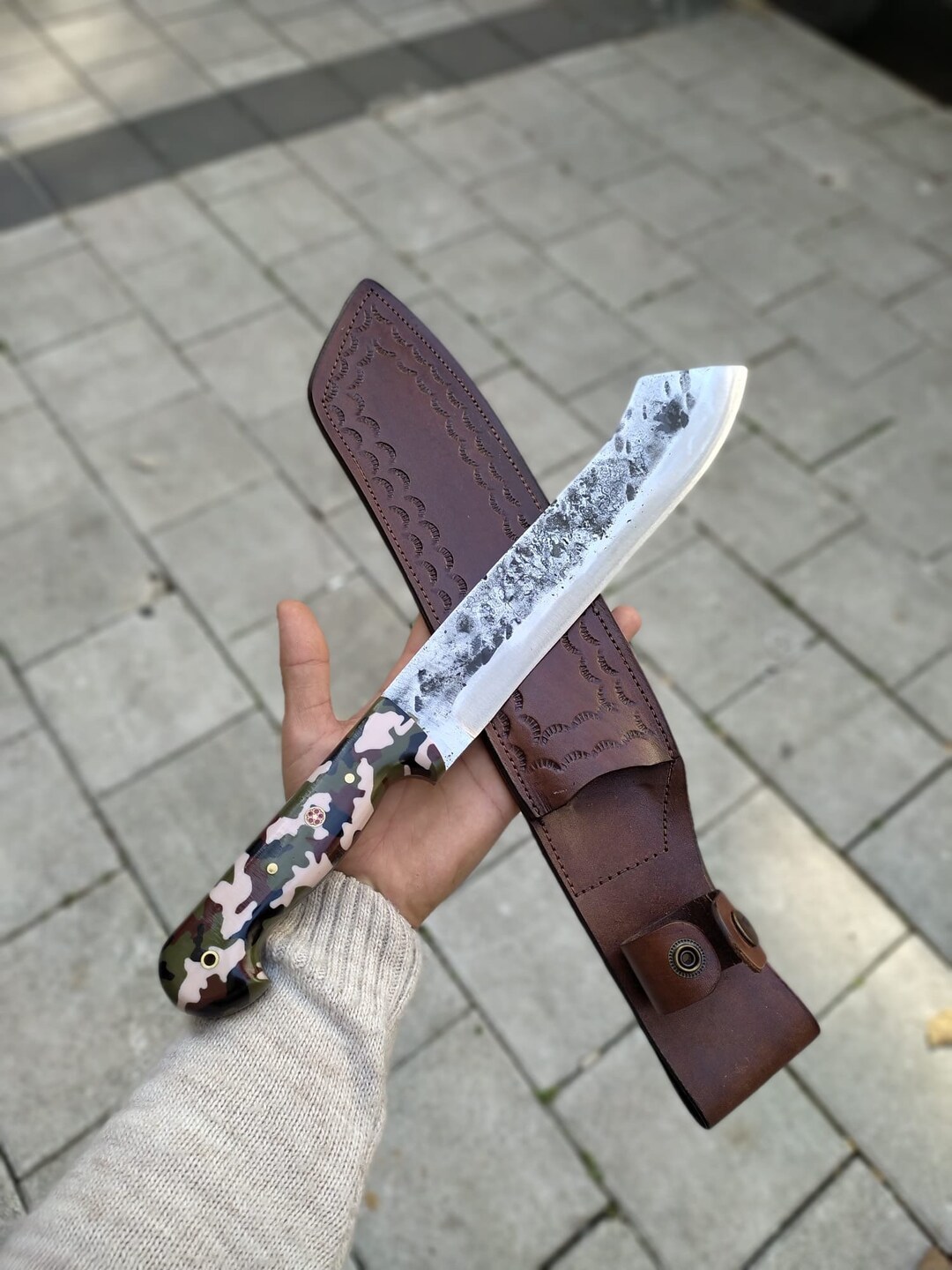Custom Handcrafted Machete Hand Forged 5160 Spring Steel With Leather ...