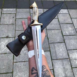 Custom Dagger With Deer Antler Handle and Leather Sheath, Wedding Gift ...