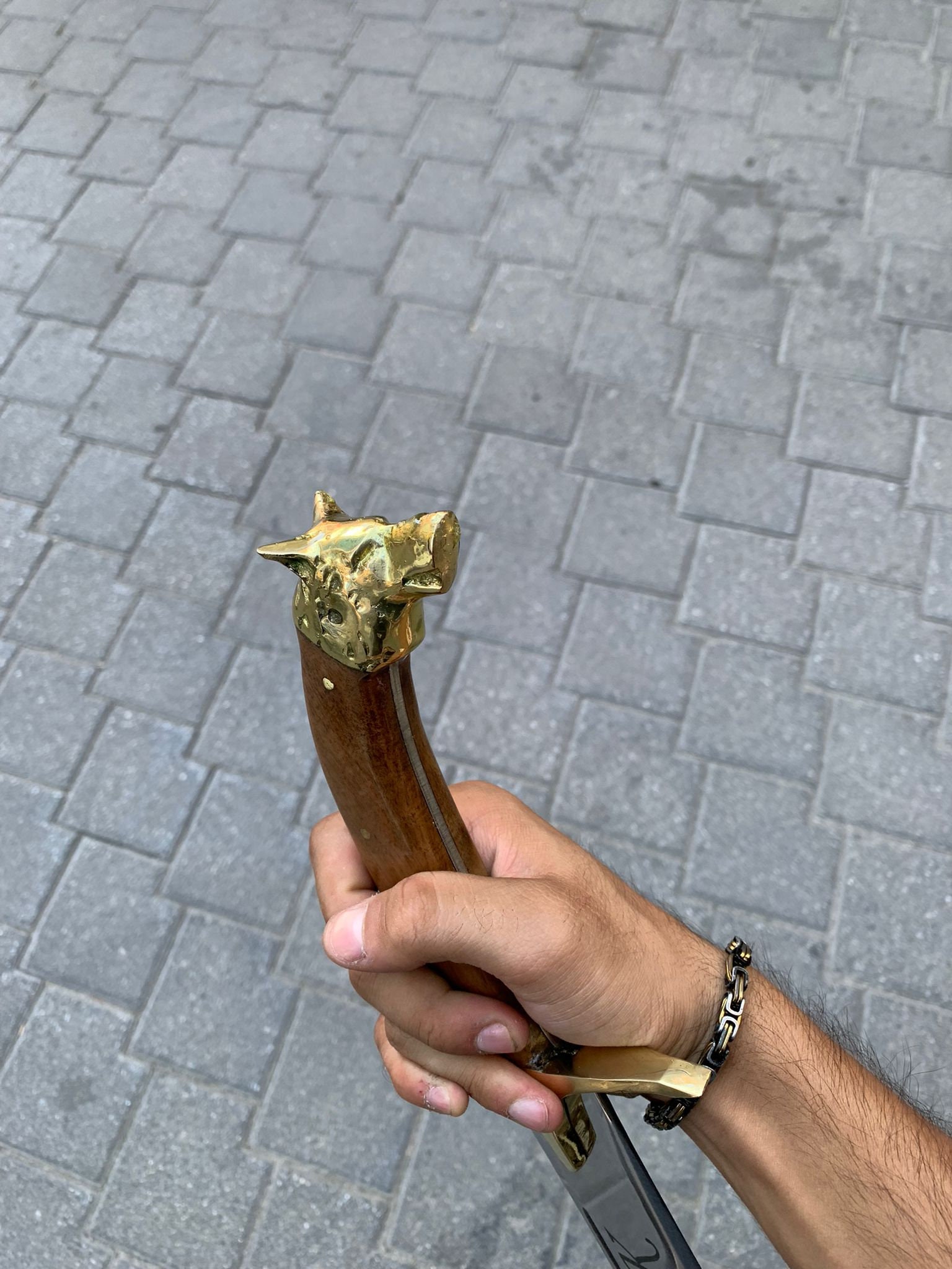 Custom Handmade Steel Sword Brass Guard Walnut Handle Wolf - Etsy