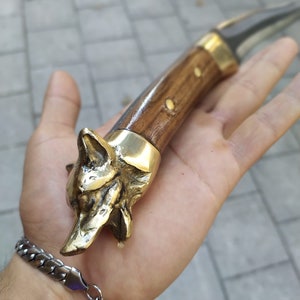 Wolf Head Handle Machete Custom Collectible Hunting Knife Leather ...