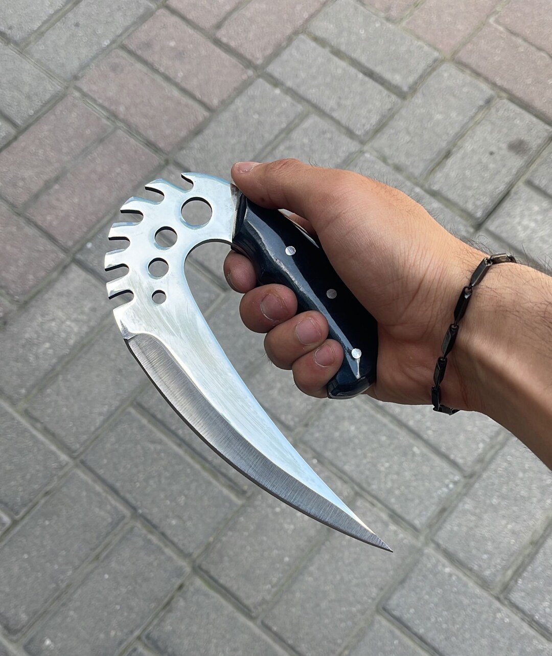 Handcrafted Custom Made Swing Blade Dagger Mica Handle With Leather ...