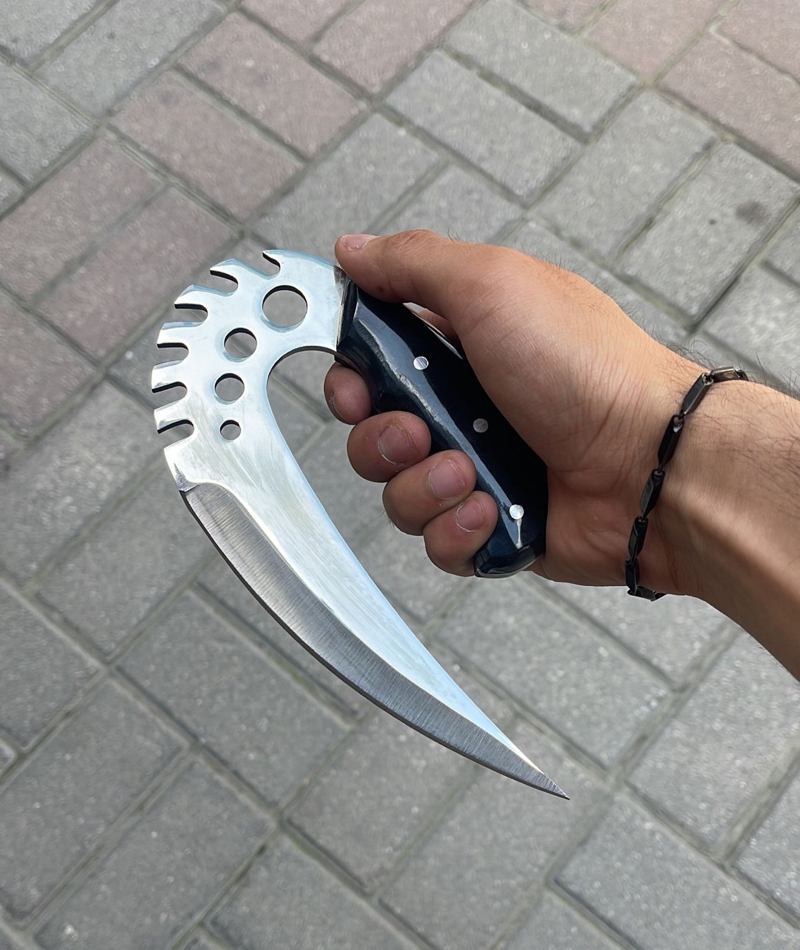 Handcrafted Custom Made Swing Blade Dagger Mica Handle With Leather ...