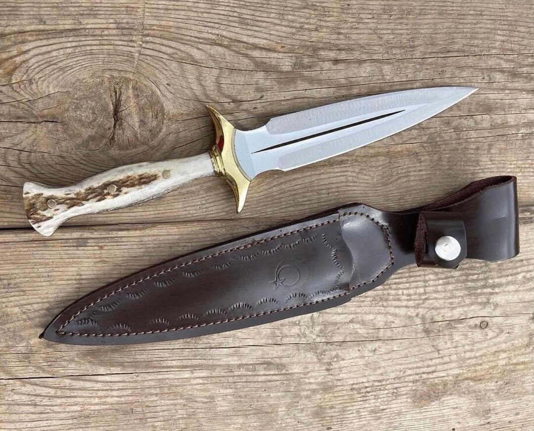 Custom Dagger With Deer Antler Handle and Leather Sheath - Etsy