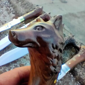 Wolf Head Camping Knife Custom Handmade Handcrafted Hunting - Etsy Canada