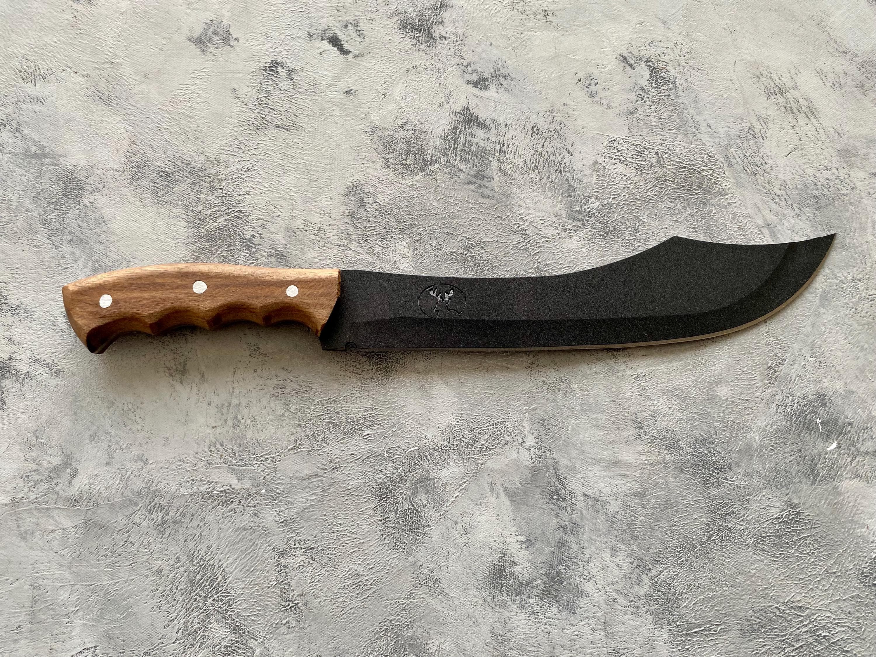Carbon Steel Survival Machete: Razor Sharp Bushcraft Knife, Olive Wood ...