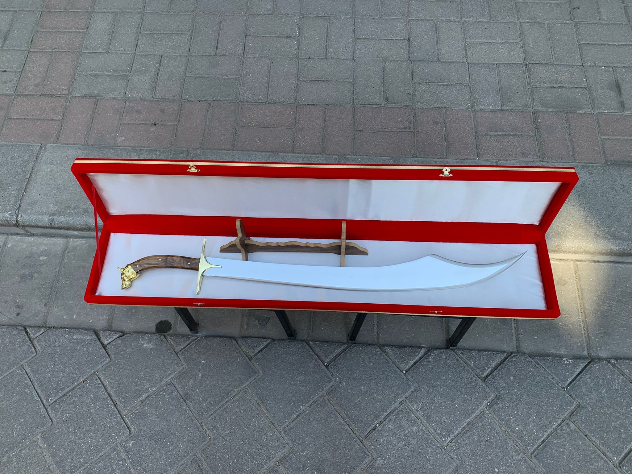 Custom Handmade Steel Sword Brass Guard Walnut Handle Wolf - Etsy