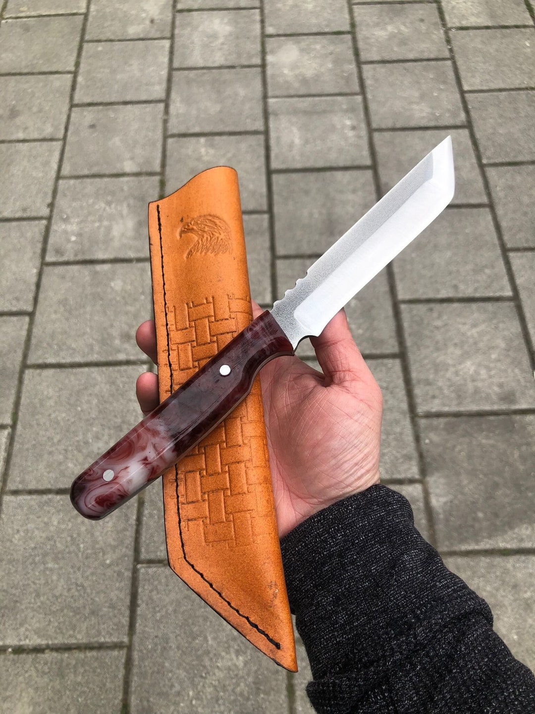 Handmade Custom Tanto Blade Hunting Knife 4116 German Stainless Steel ...