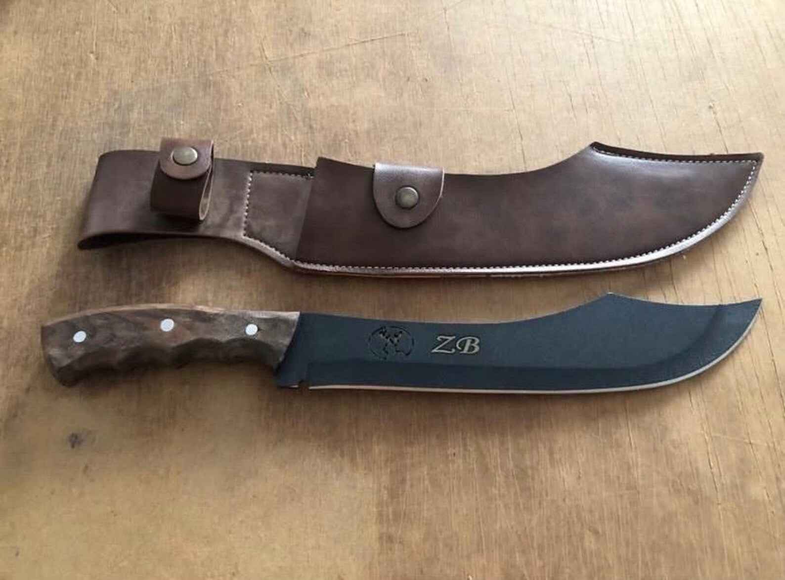 Carbon Steel Survival Machete: Razor Sharp Bushcraft Knife, Olive Wood ...