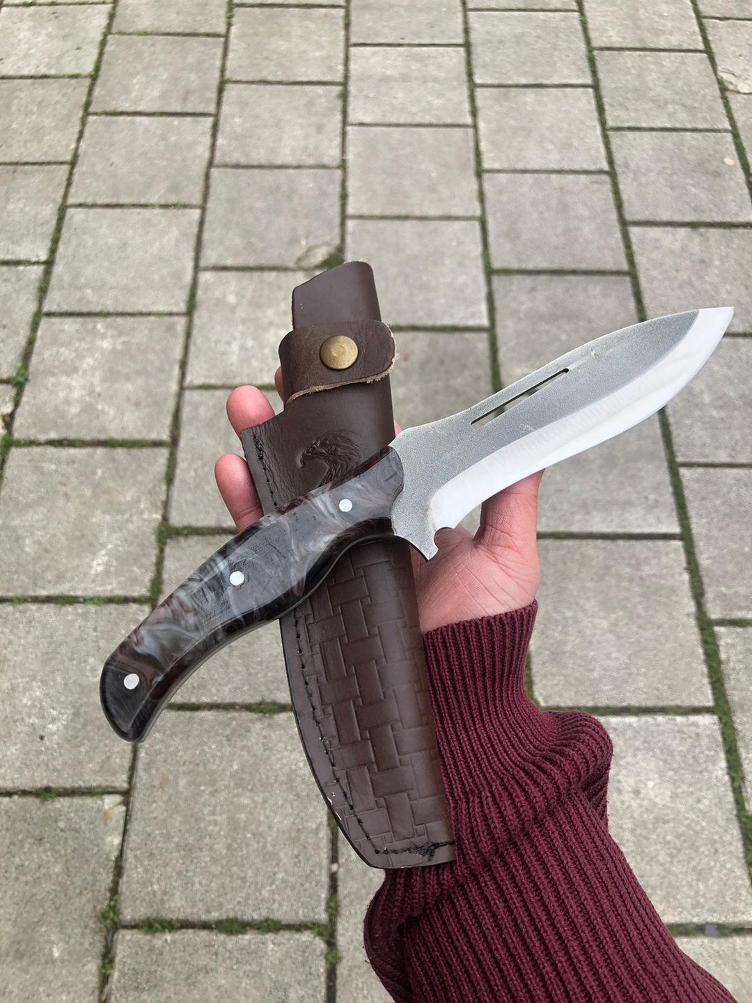 Ultra Sharp Hunting Knife With Epoxy Handle, Personalized Engraved ...