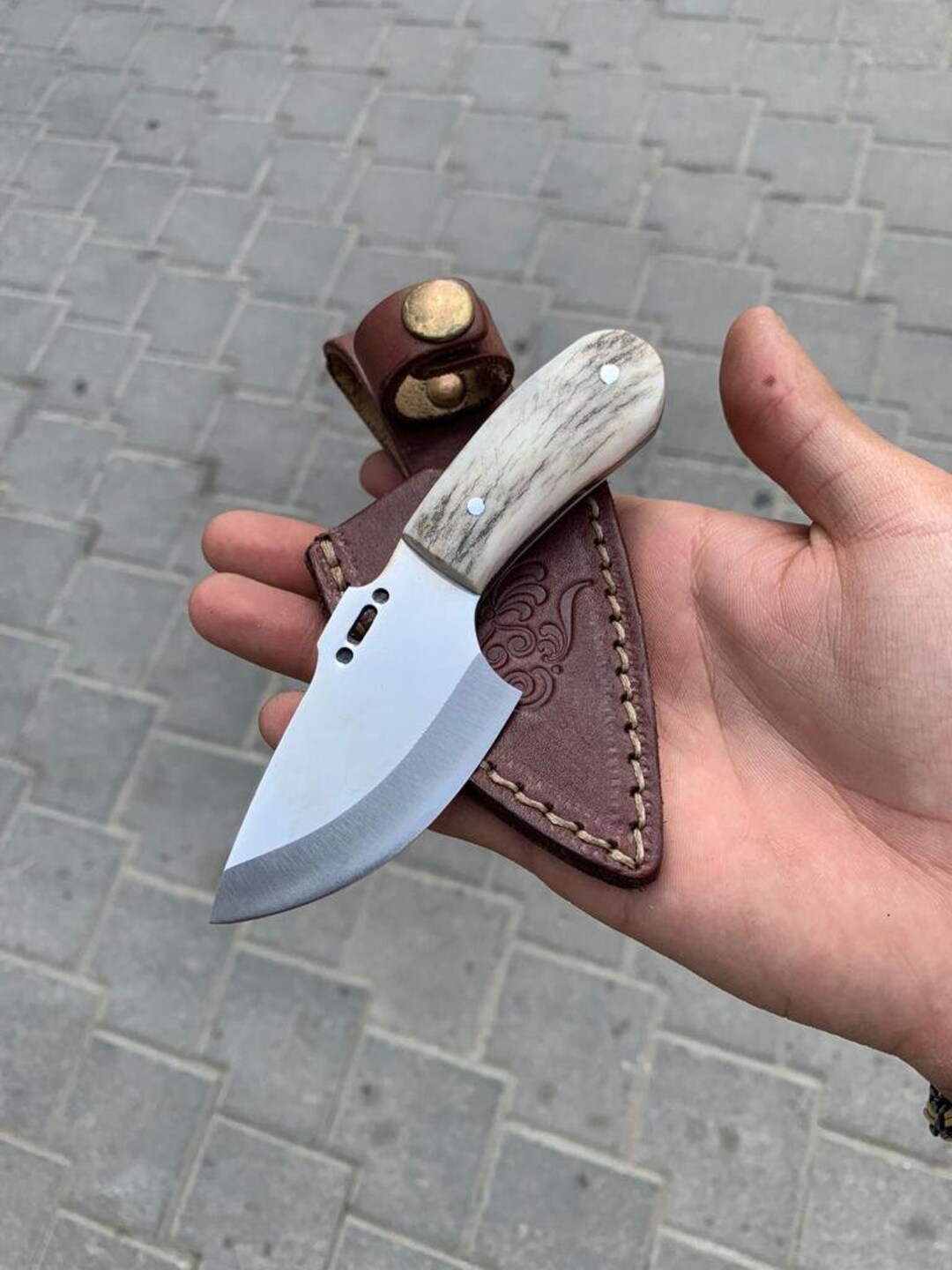 Custom Handmade German Steel Mini Knife Mini Cleaver Deer Antler ...