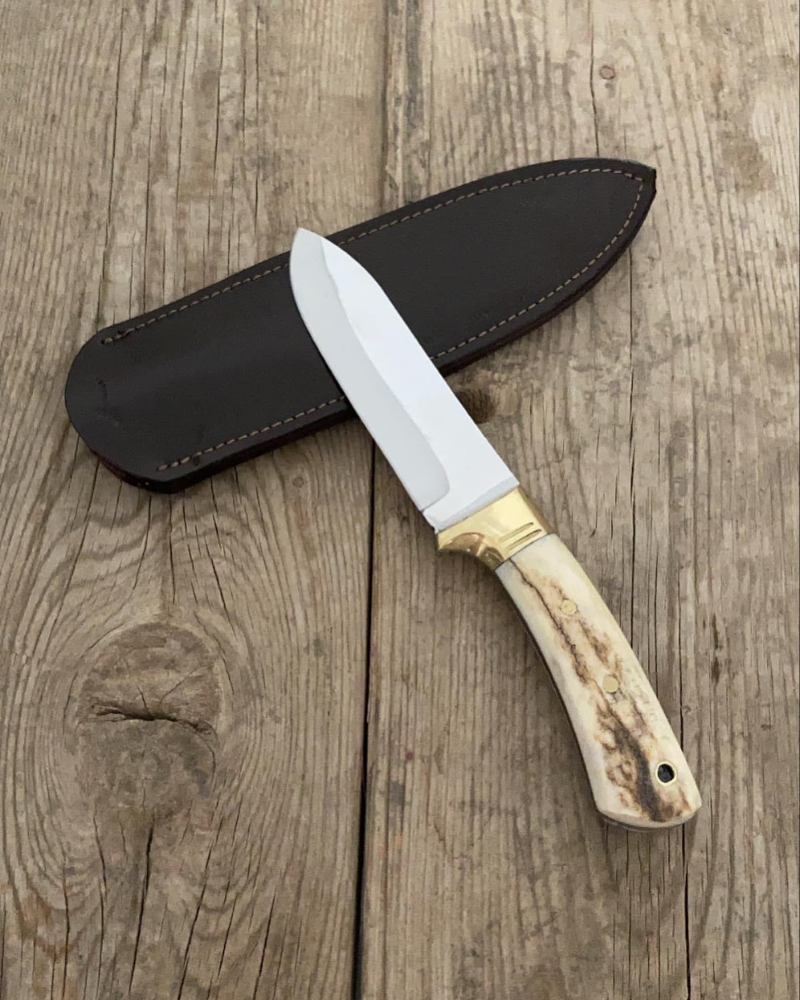 Deer Horn Handle Camping Knife Custom Handmade Handcrafted - Etsy