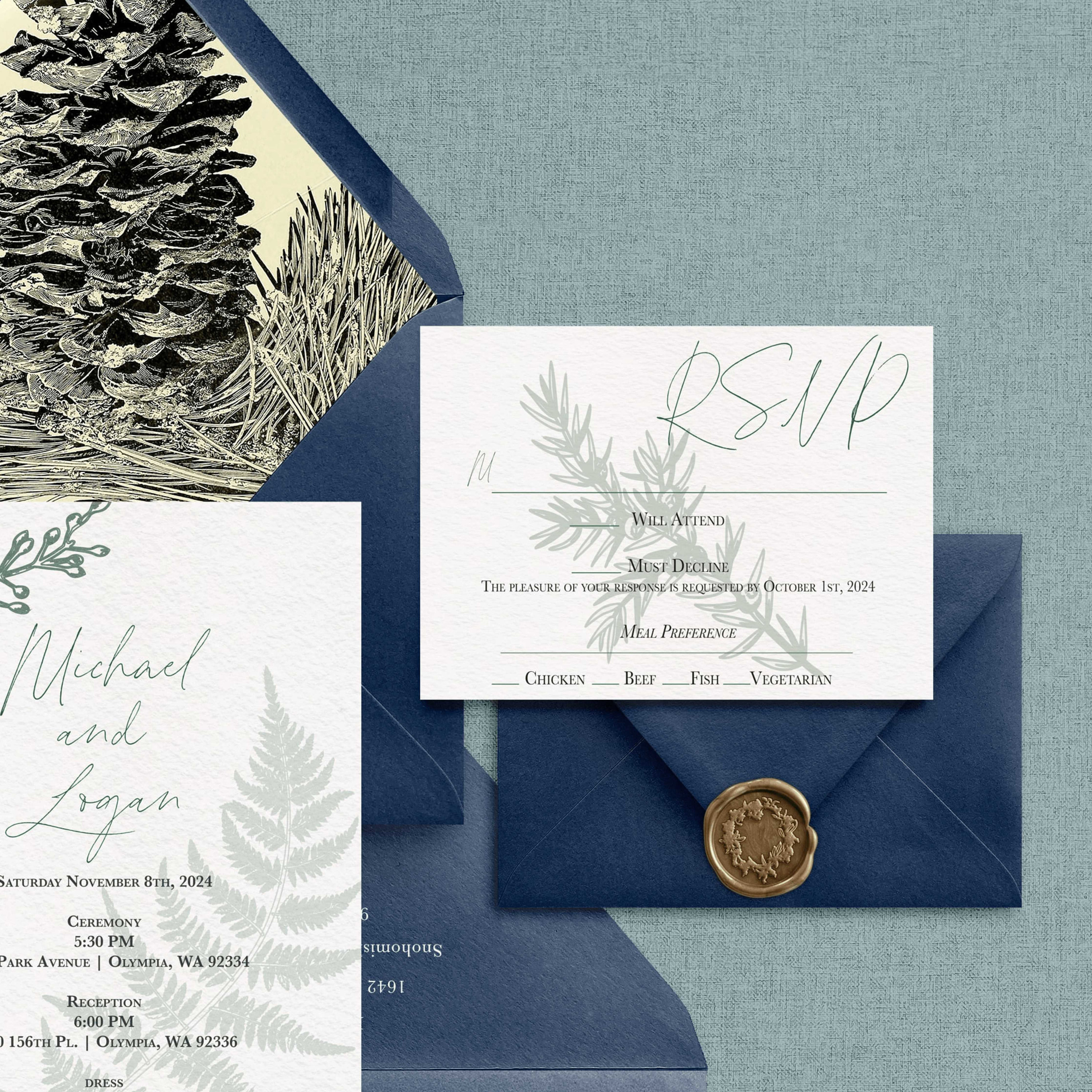 Trail Theme Wedding Invitation Suite, Outdoor Wedding Stationery, Hiker ...