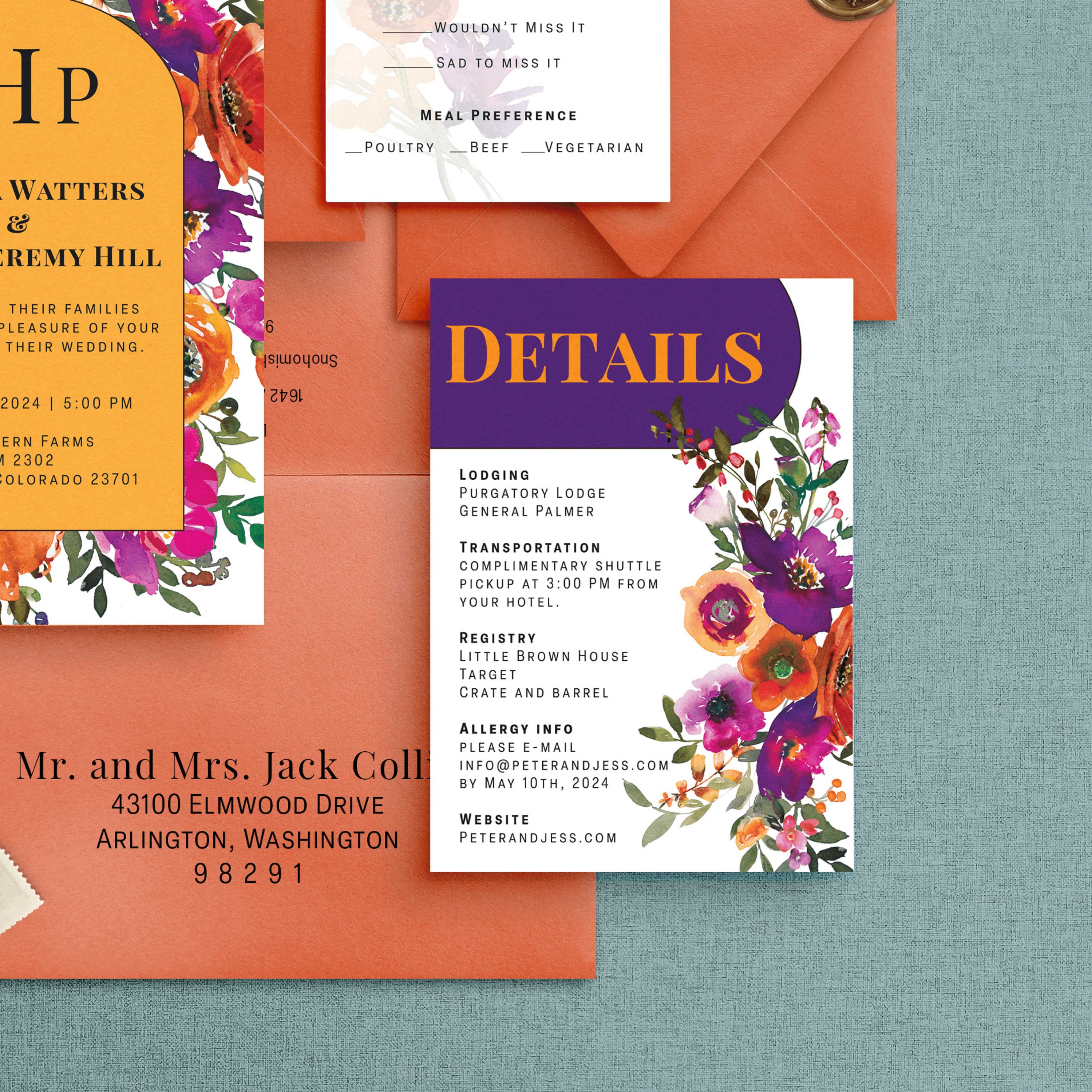 Maximalist Wedding Invite, Colorful Wedding, Vibrant Wedding Invitation ...