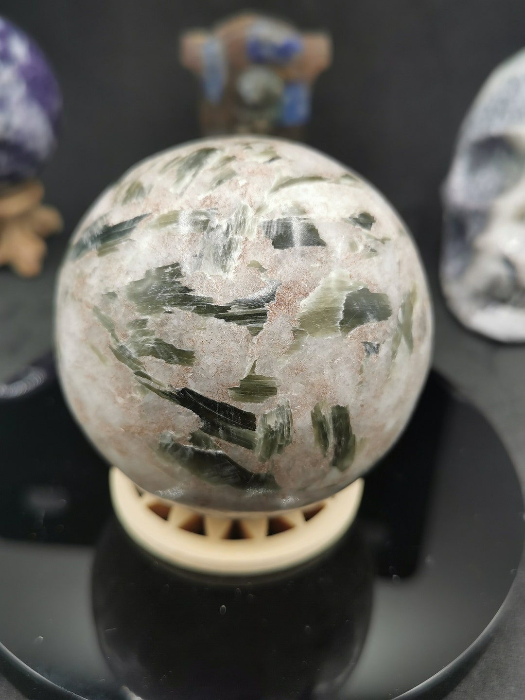 Green Tourmaline With Mica Large Sphere - Etsy