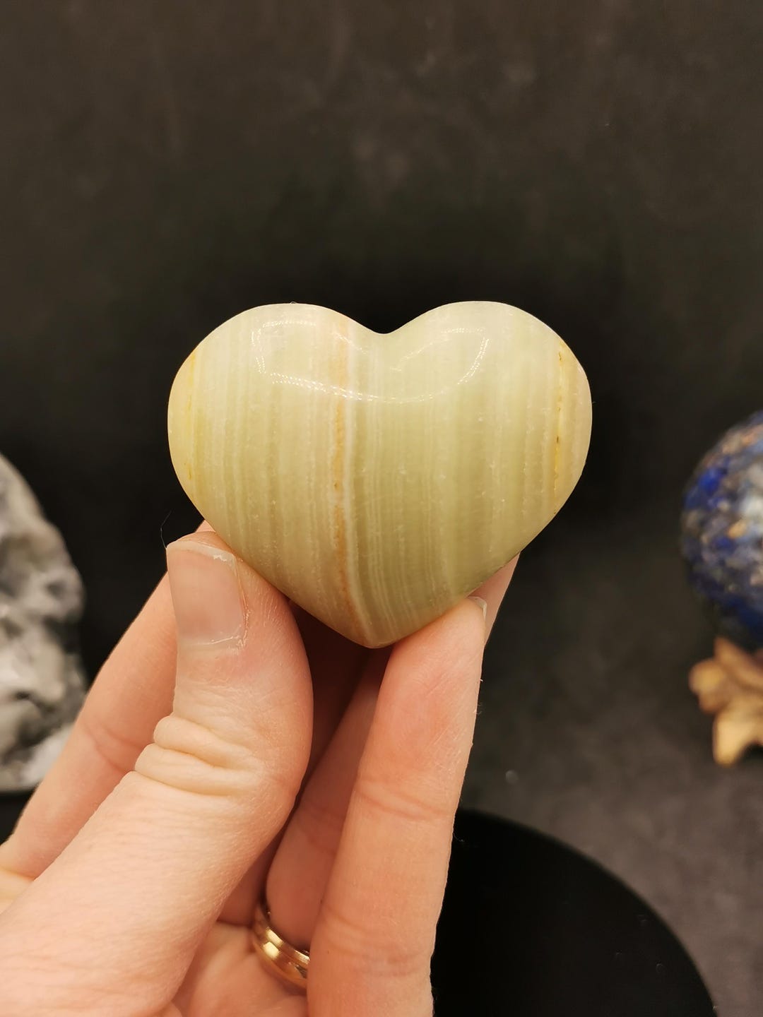 Green Onyx, Banded Calcite Puffy Heart Palm Stone 1 - Etsy