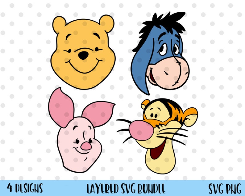 4pcs, Layered, Winnie and Friends Svg, Winnie Svg - Etsy