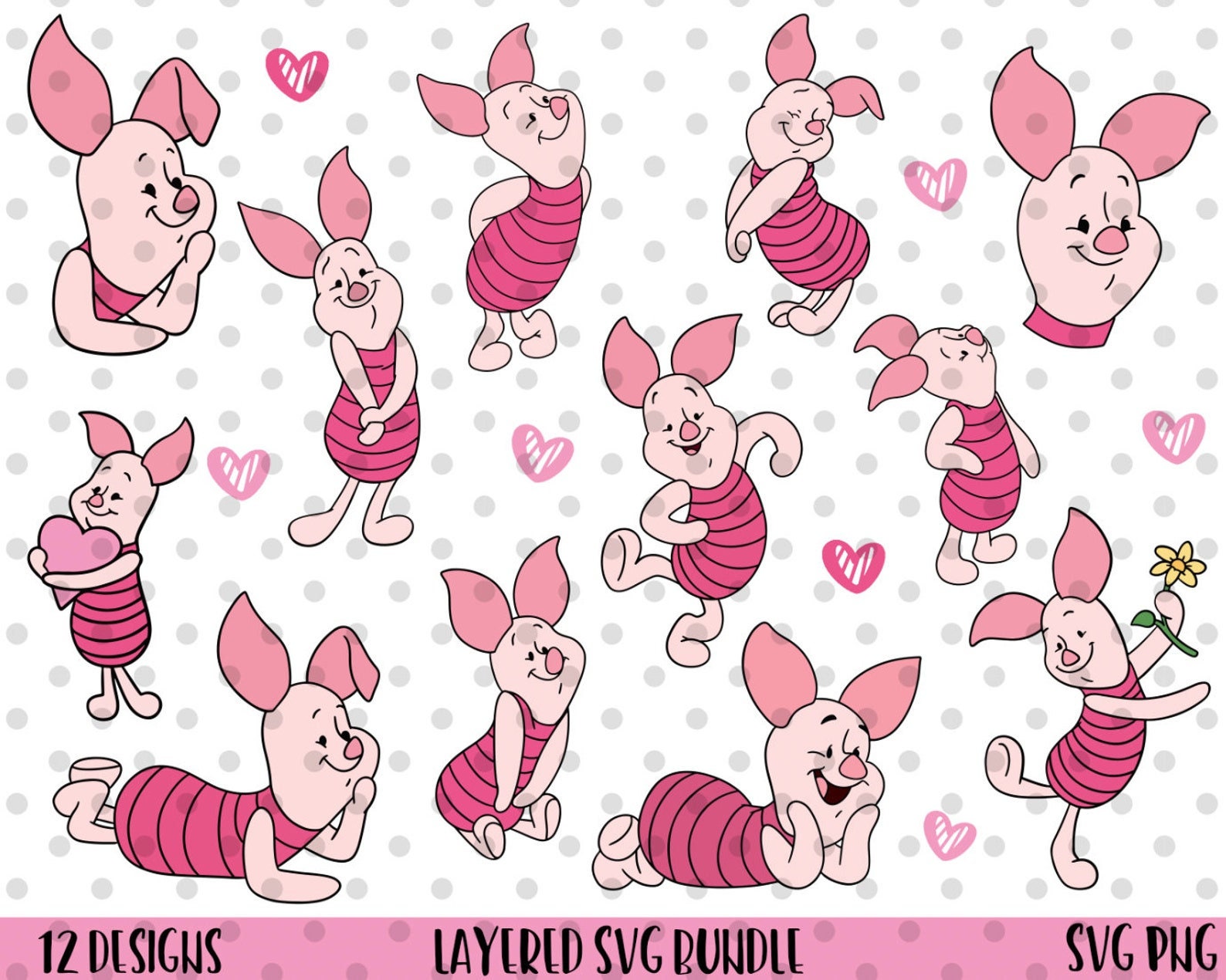 12pcs, LAYERED, Piglet SVG Bundle - Etsy
