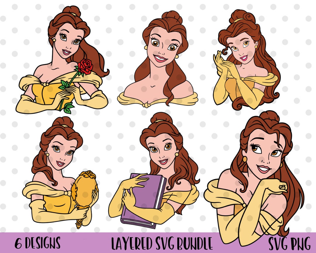 6pcs, Belle SVG Bundle, Belle Svg, Princess Belle Svg, Beauty Svg ...
