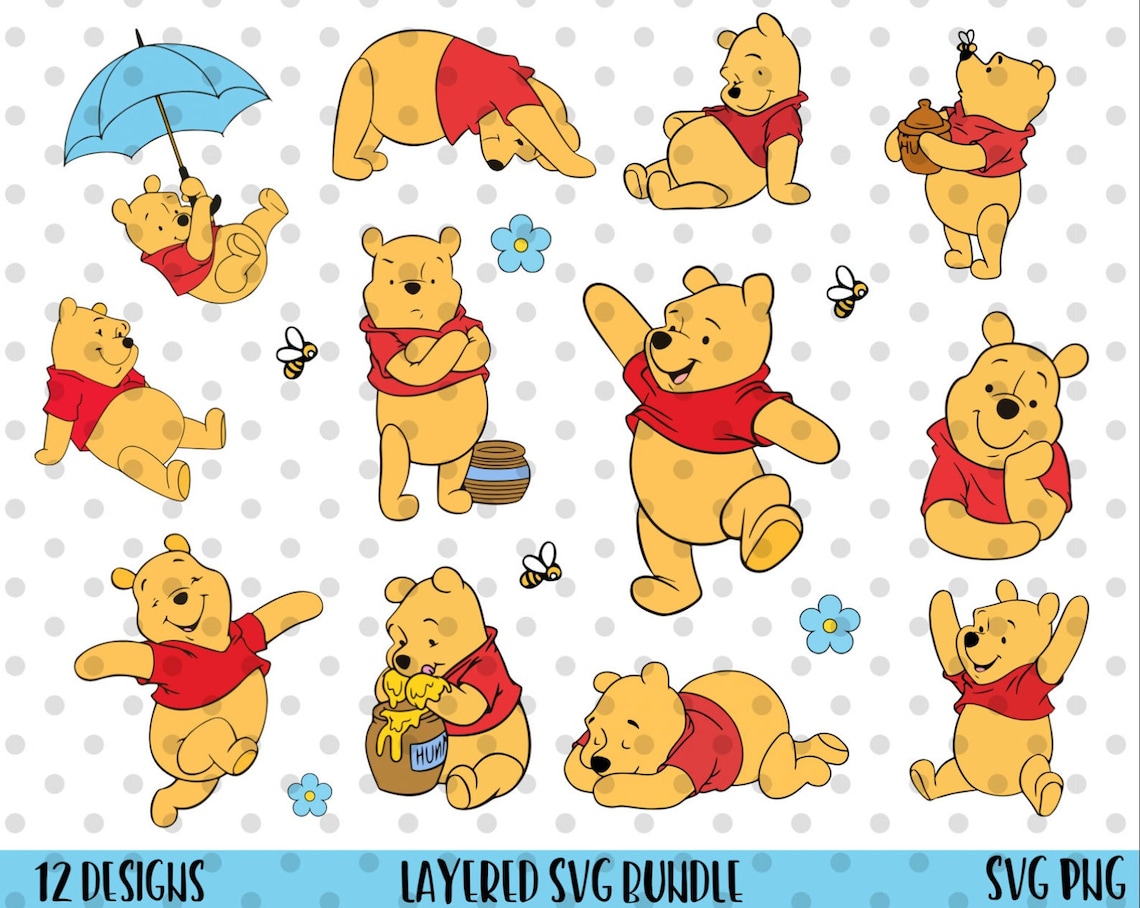 12pcs, LAYERED, Winnie Svg, Winnie Cricut File, Winnie Vector ...