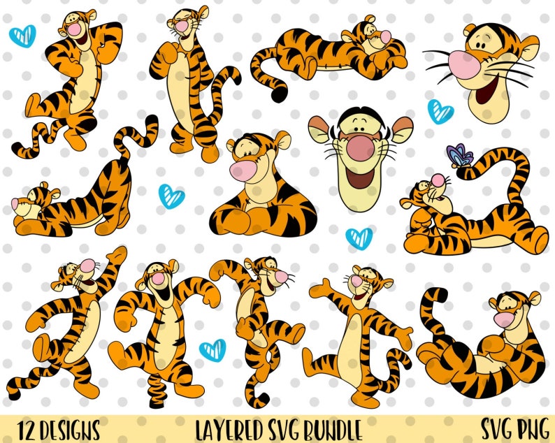 12pcs LAYERED Tigger SVG Bundle - Etsy