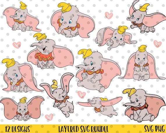 12pcs LAYERED Dumbo SVG Bundle | Etsy