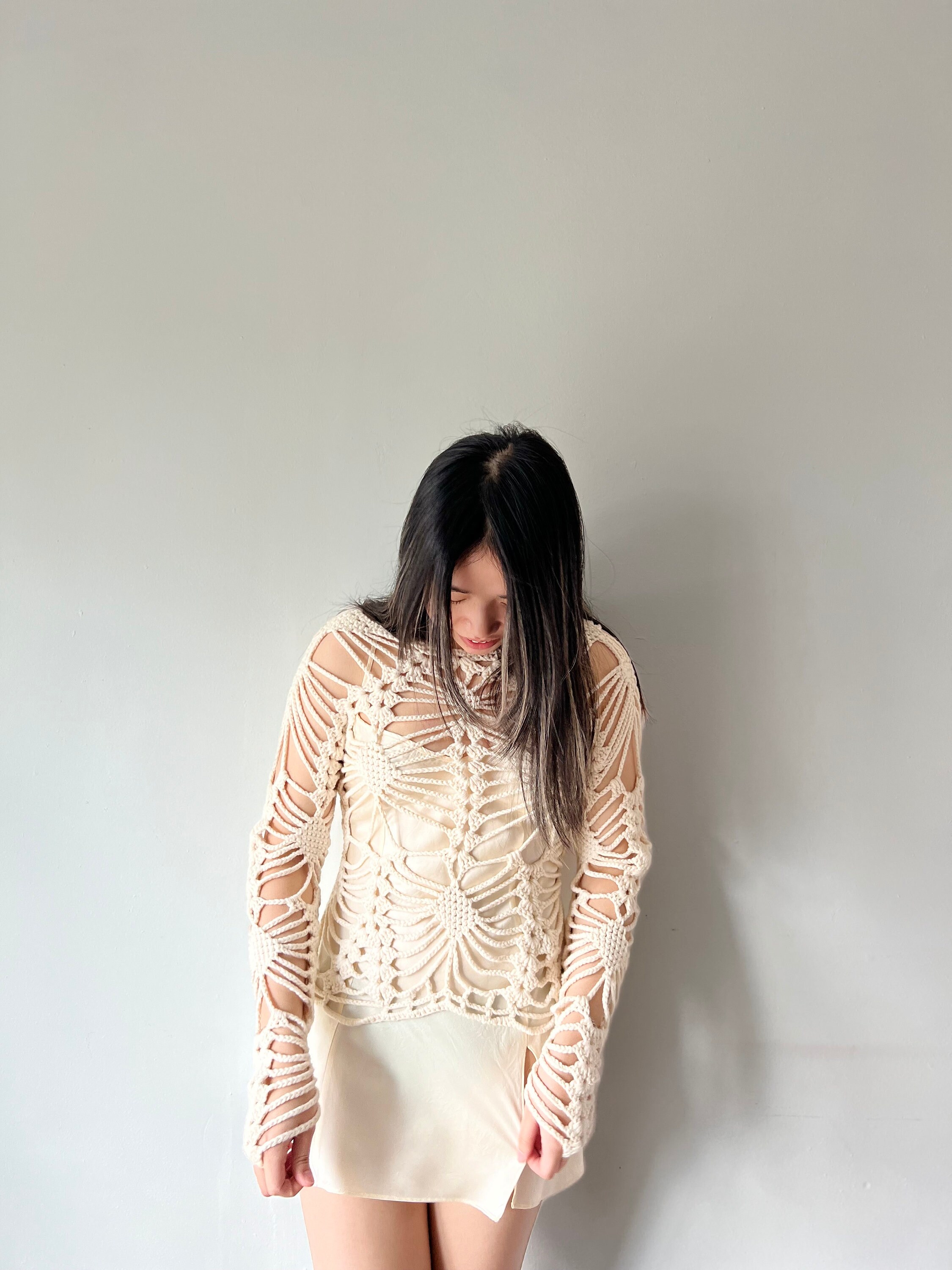 High Quality Skeleton Crochet Top Ribbed Winter Knit Black/brown/white ...