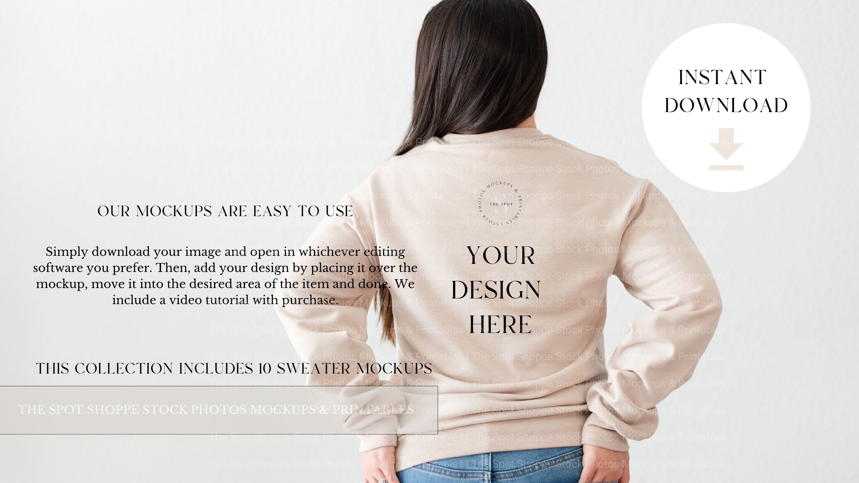 Tan Sweater Model Mockup Set Sweater Mockups Styled Flatlay Mockup ...
