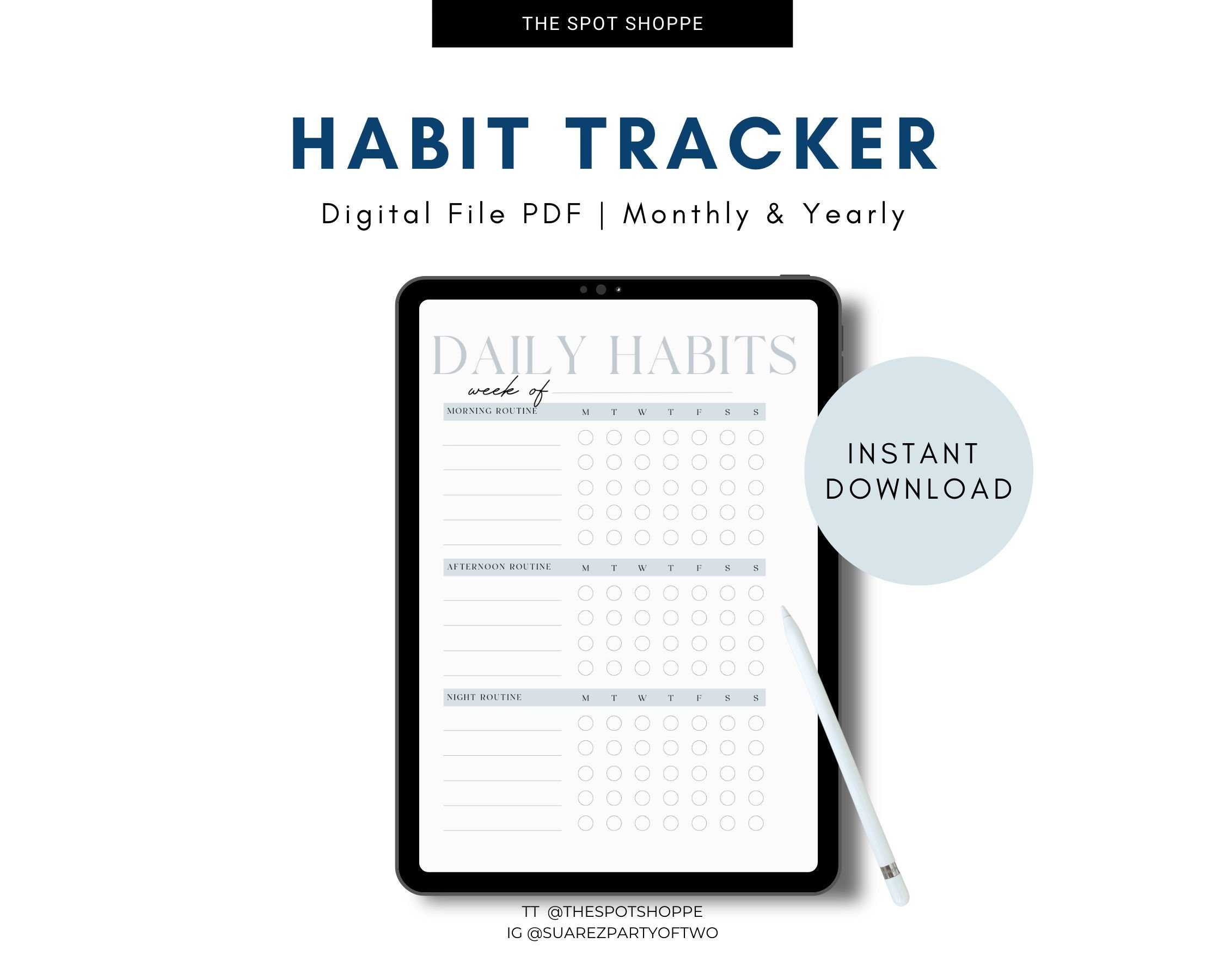 Monthly Yearly Habit Tracker Printable Habit Tracker - Etsy