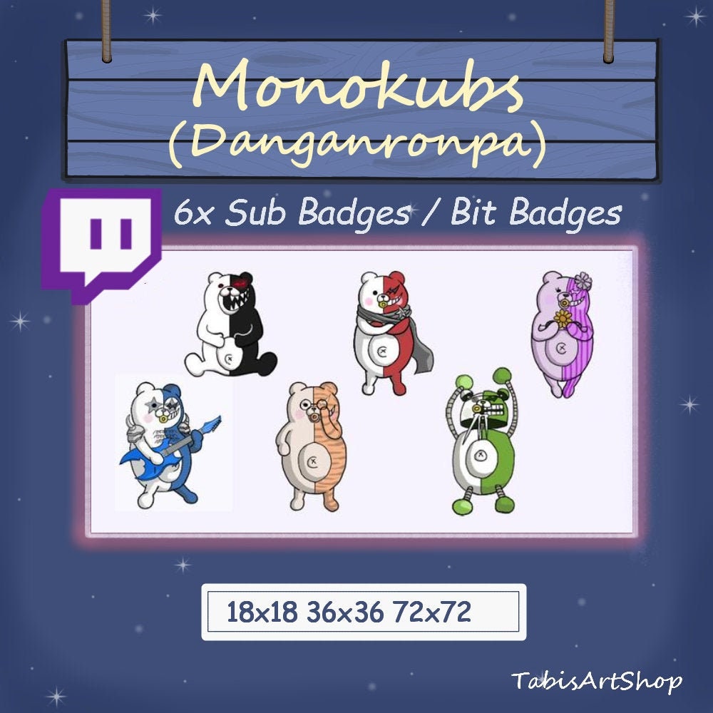 6x Twitch Sub Badges / Bit Badges Monokubs From Danganronpa - Etsy