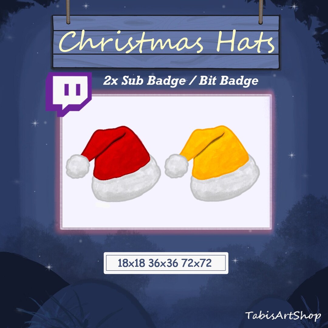 2x Twitch Sub Badges / Bit Badges - Christmas Hats - Etsy