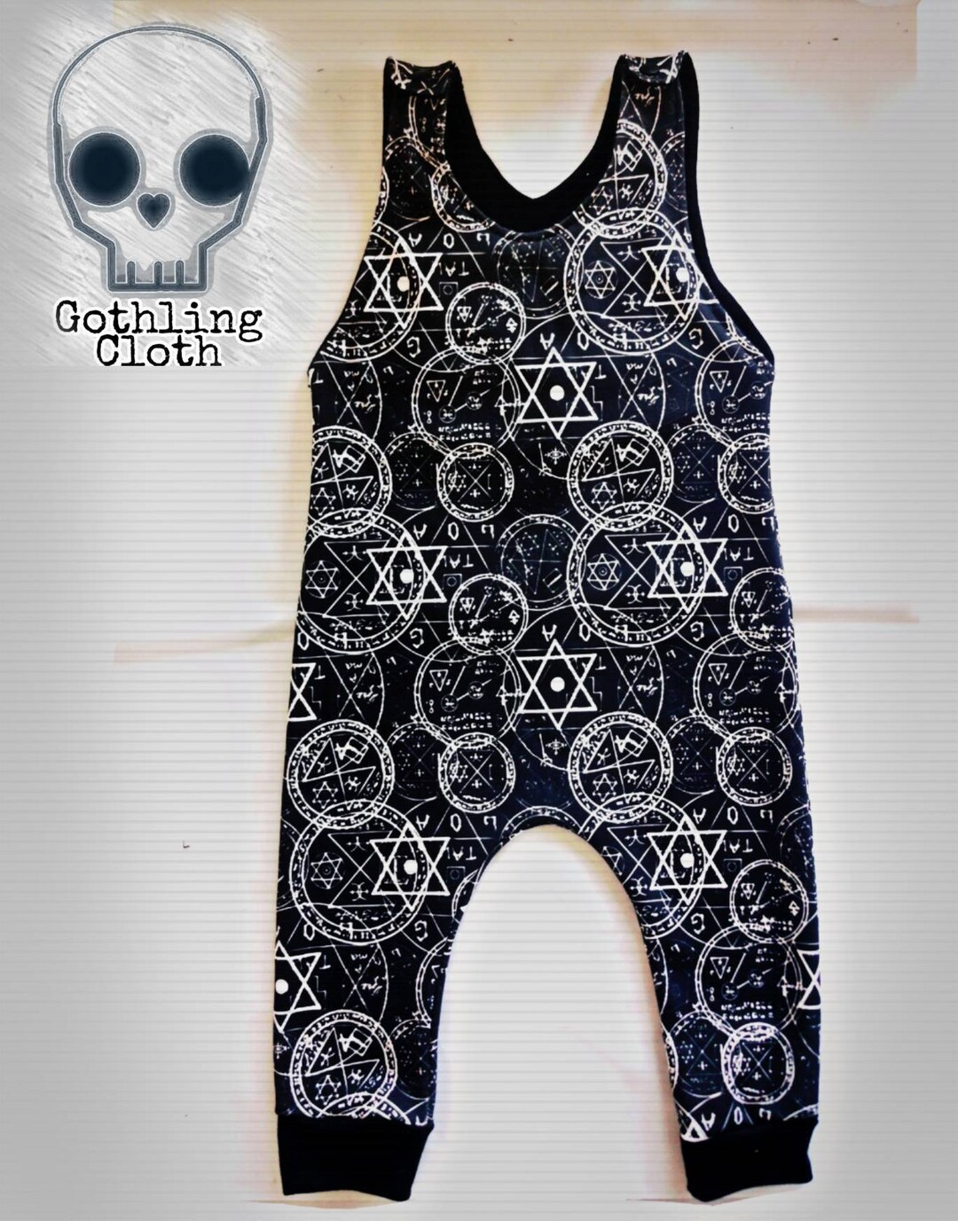Gothic Style Romper White Wiccan Print - Etsy