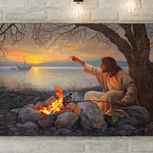 Jesus Grilled Fish / Jesus Canvas Poster / Jesus Wall Art / Christ ...