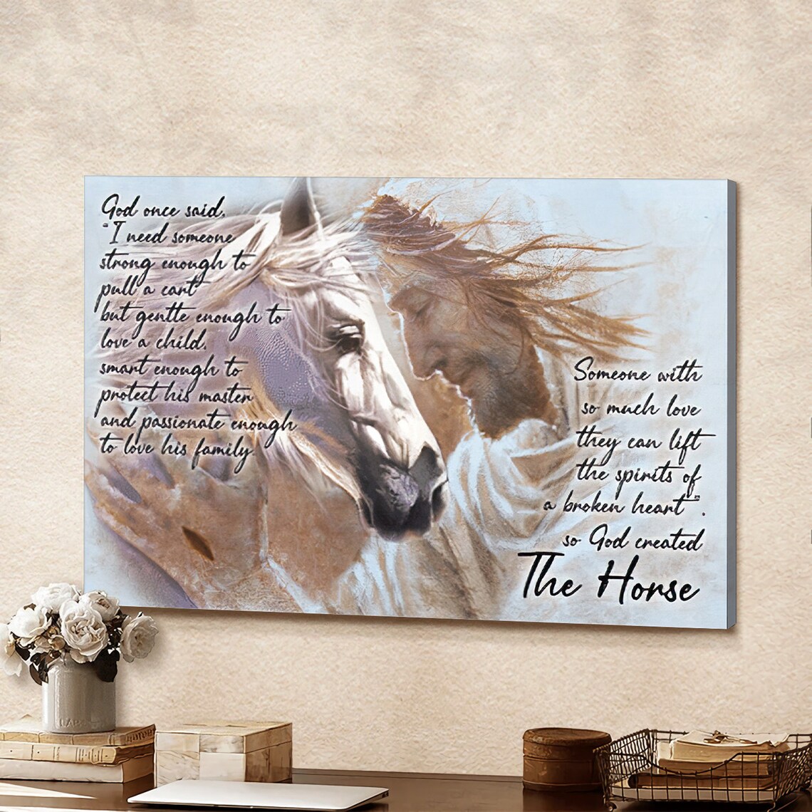 God Jesus Horizontal Canvas Prints / God and the Horse / God Canvas ...