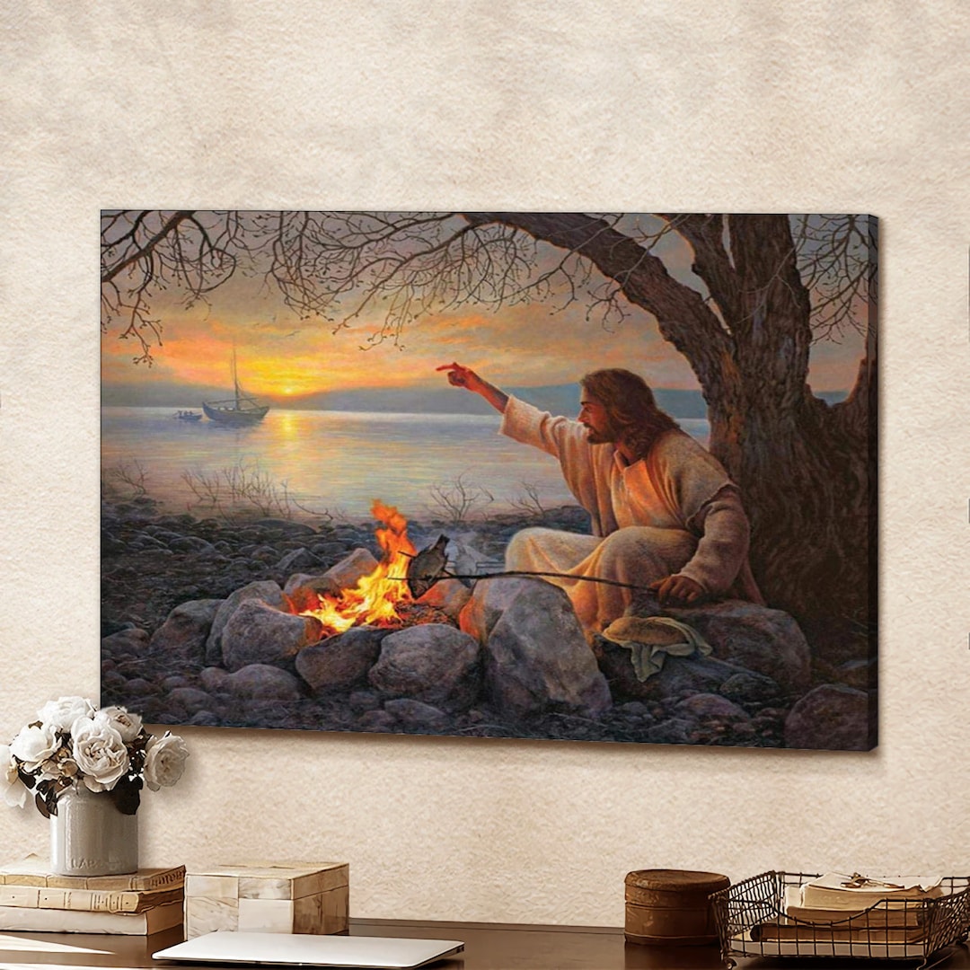 Jesus Grilled Fish / Jesus Canvas Poster / Jesus Wall Art / Christ ...