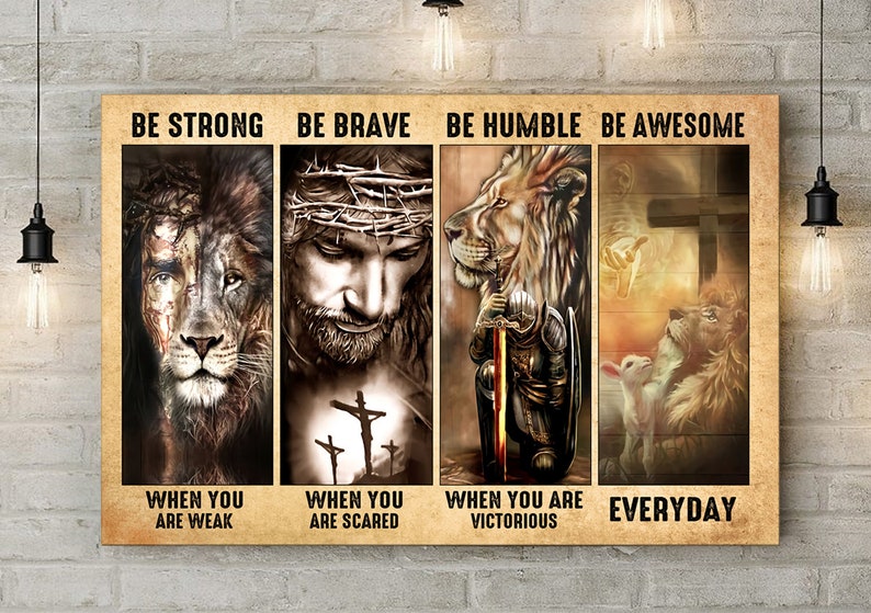 Jesus God Horizontal Canvas Prints God Wall Art Be Strong - Etsy
