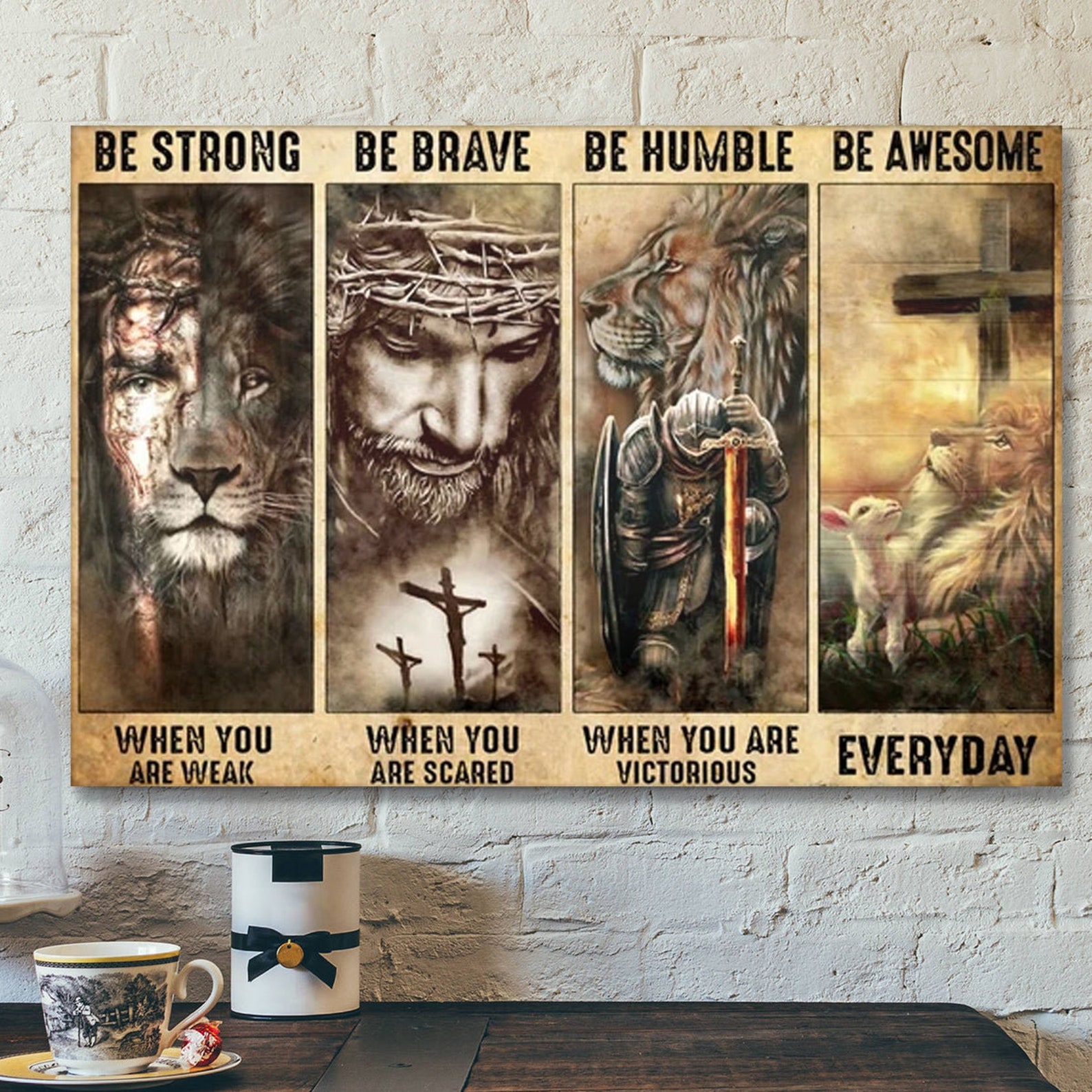 Jesus God Horizontal Canvas Prints God Wall Art Be Strong - Etsy