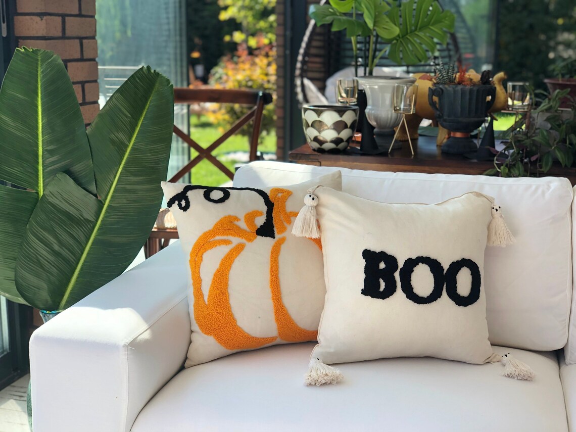 Boo Punch Needle Halloween Pillow Cover - Etsy