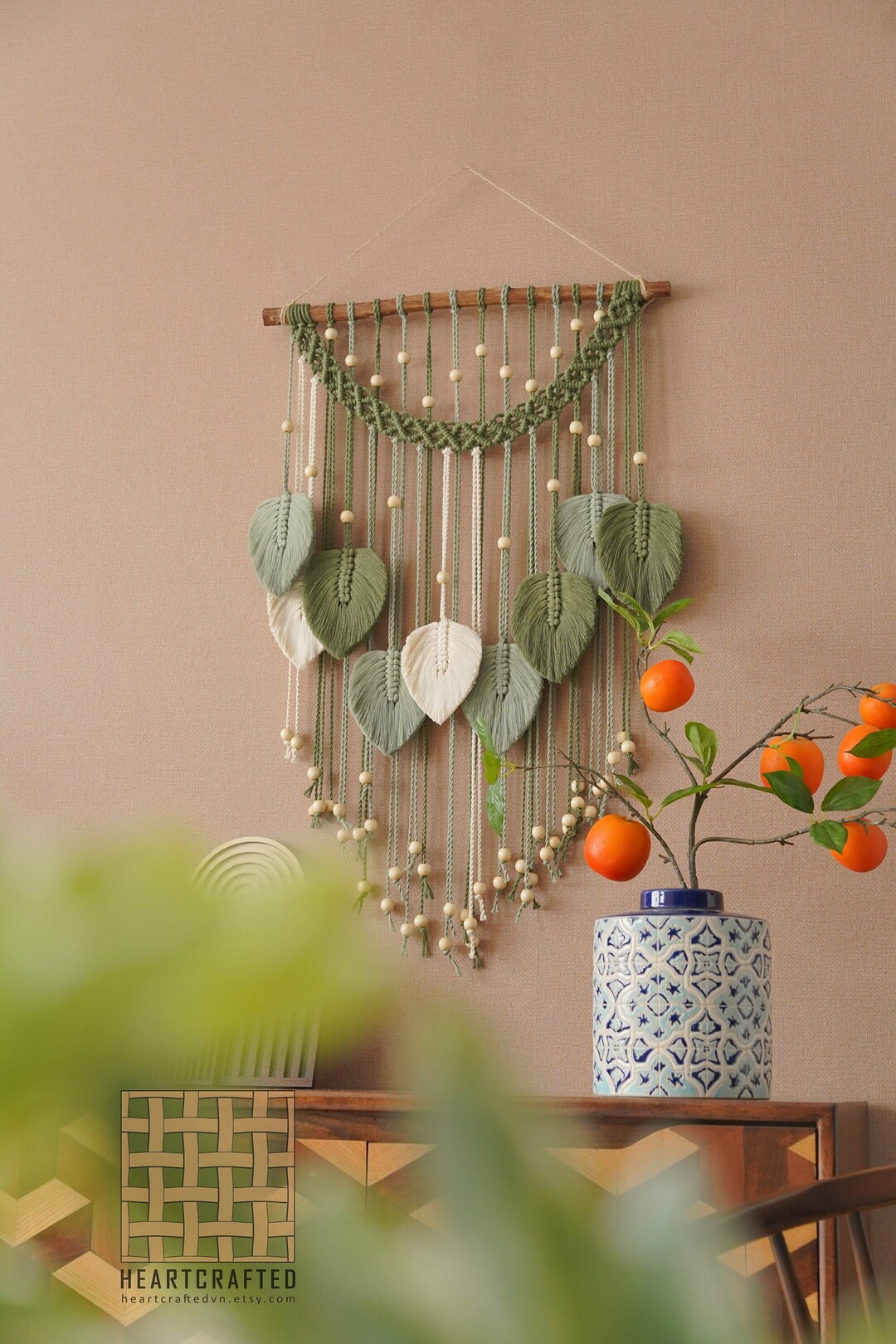 Leaves Wall Hanging, Housewarming Gift, Vintage Home Decor, Boho Living ...