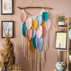 Earth Tone Macrame Leaf Wall Hanging, Macrame Wall Hanging, Boho Wall ...