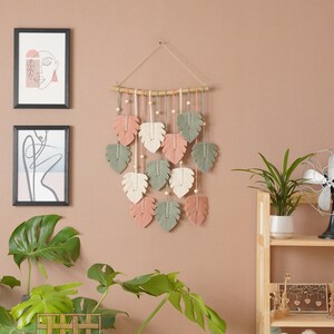 Earthy Tone Leaves Macrame Wall Hanging Macrame Leaf Wall - Etsy