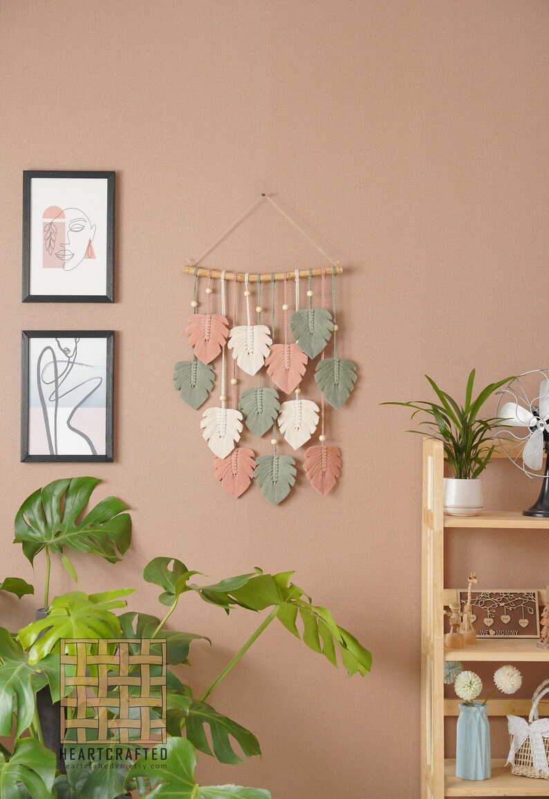 Earthy Tone Leaves Macrame Wall Hanging Macrame Leaf Wall - Etsy