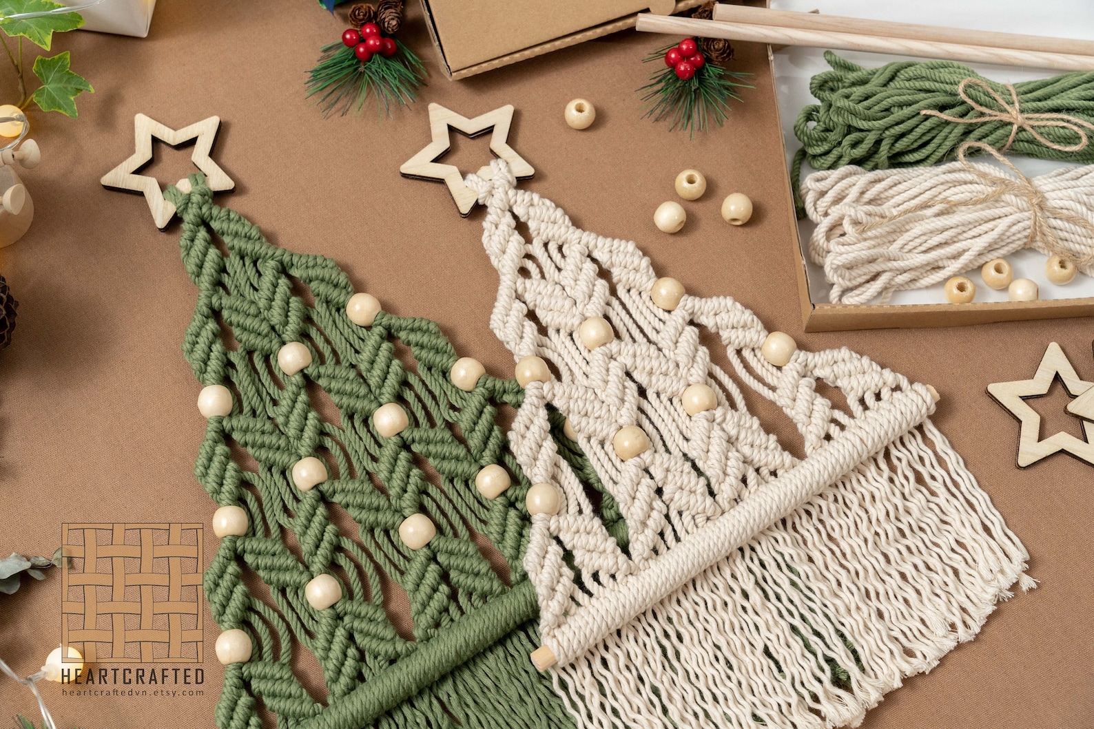 DIY KIT Macrame Christmas Tree Decoration, Beginner Craft KIT, Holiday ...