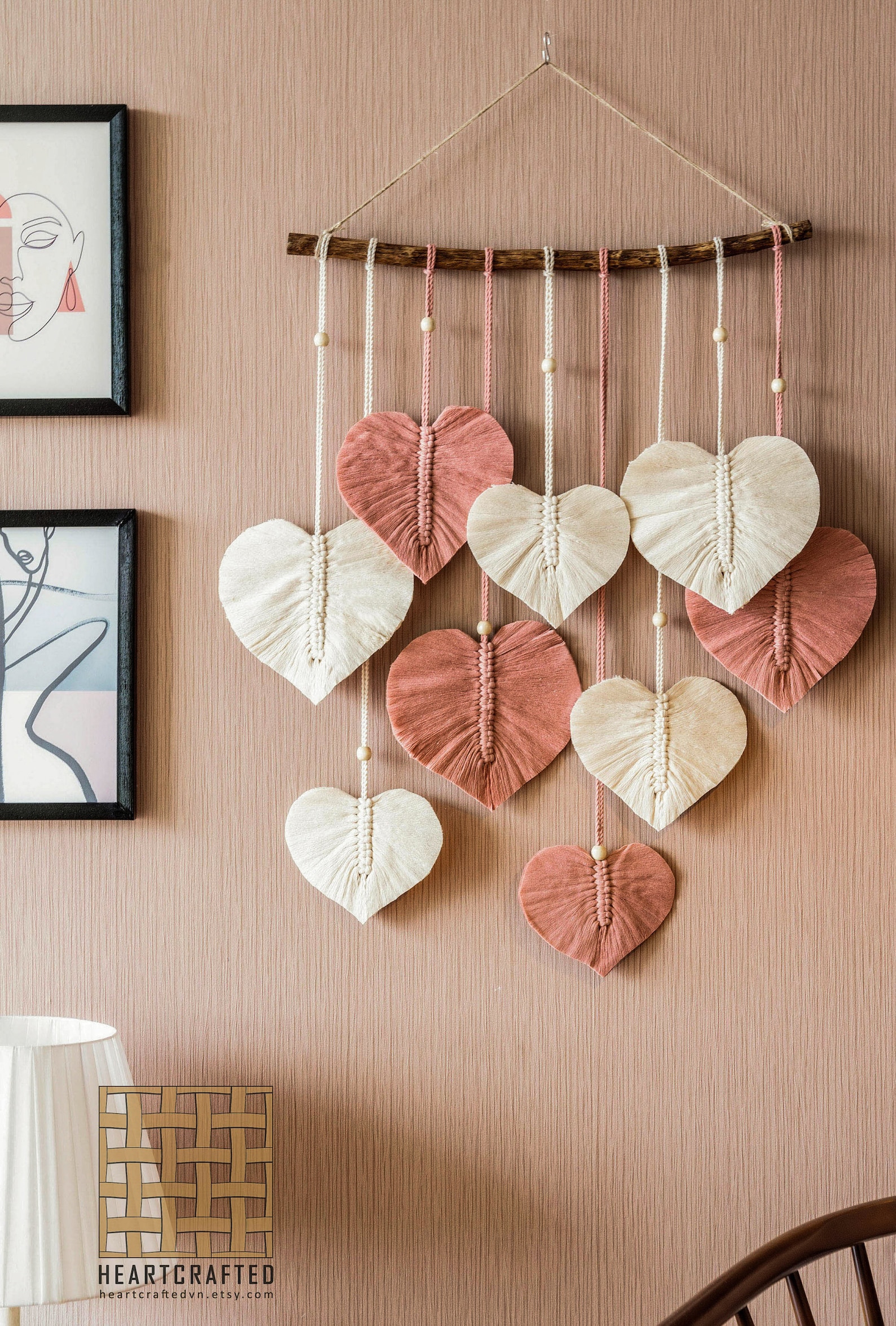 Heart Macrame Wall Hanging Heart Wall Art Macrame Leaf - Etsy