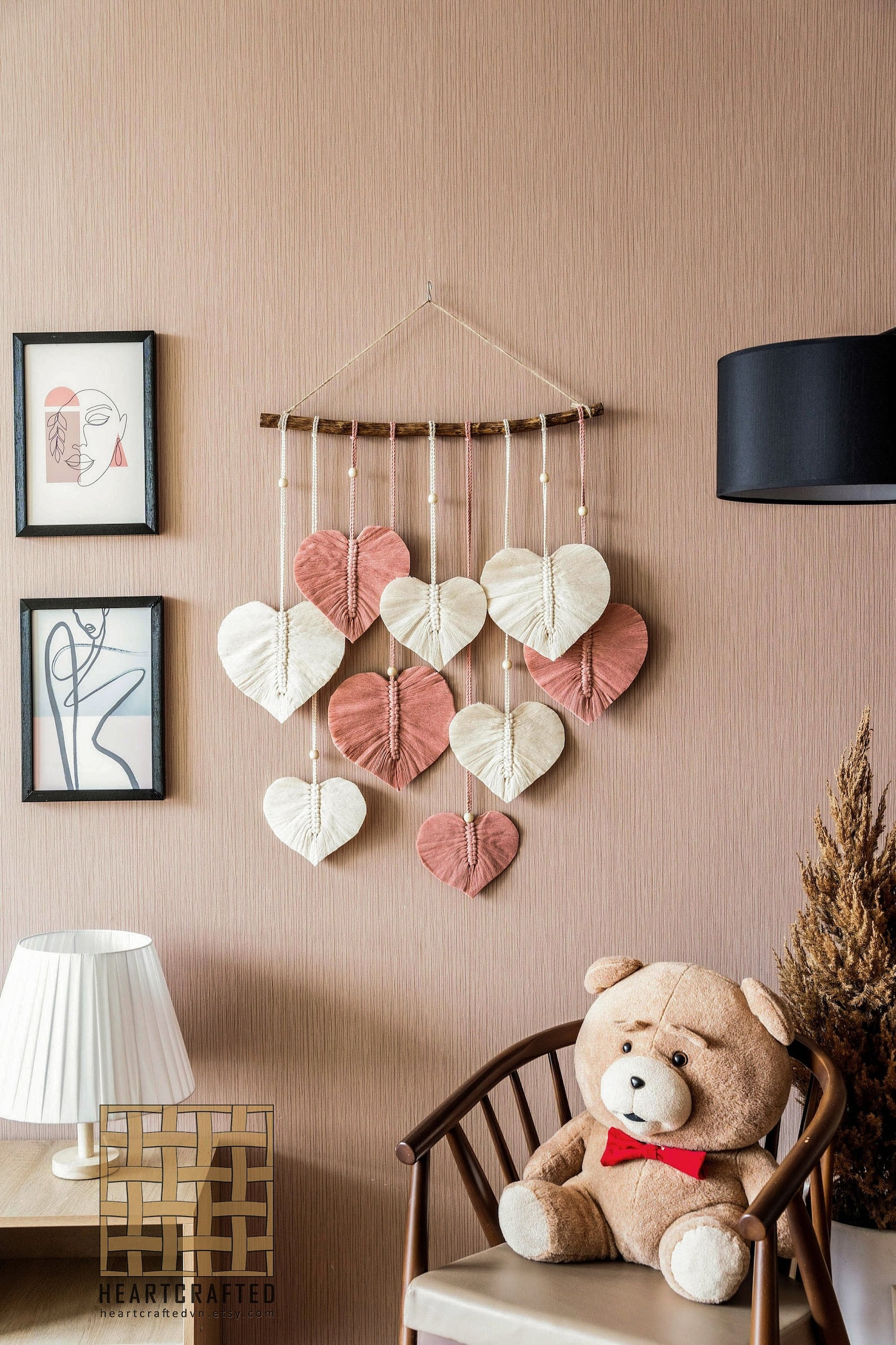 Heart Macrame Wall Hanging Heart Wall Art Macrame Leaf - Etsy