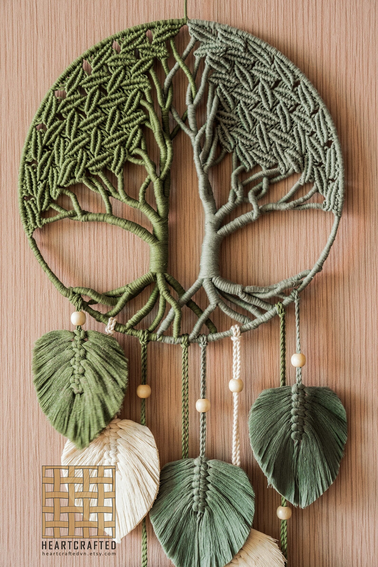 Macrame Green Leaves Tree of Life Boho Wall Decor Handmade - Etsy