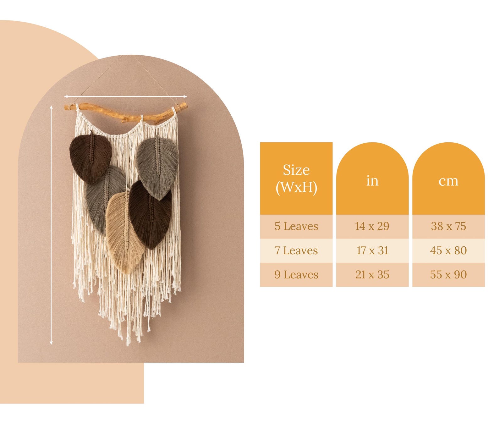 Earth Tone Macrame Leaf Wall Hanging, Macrame Wall Hanging, Boho Wall ...