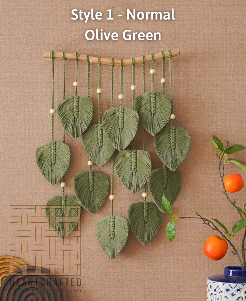 Earthy Tone Leaves Macrame Wall Hanging Macrame Leaf Wall - Etsy