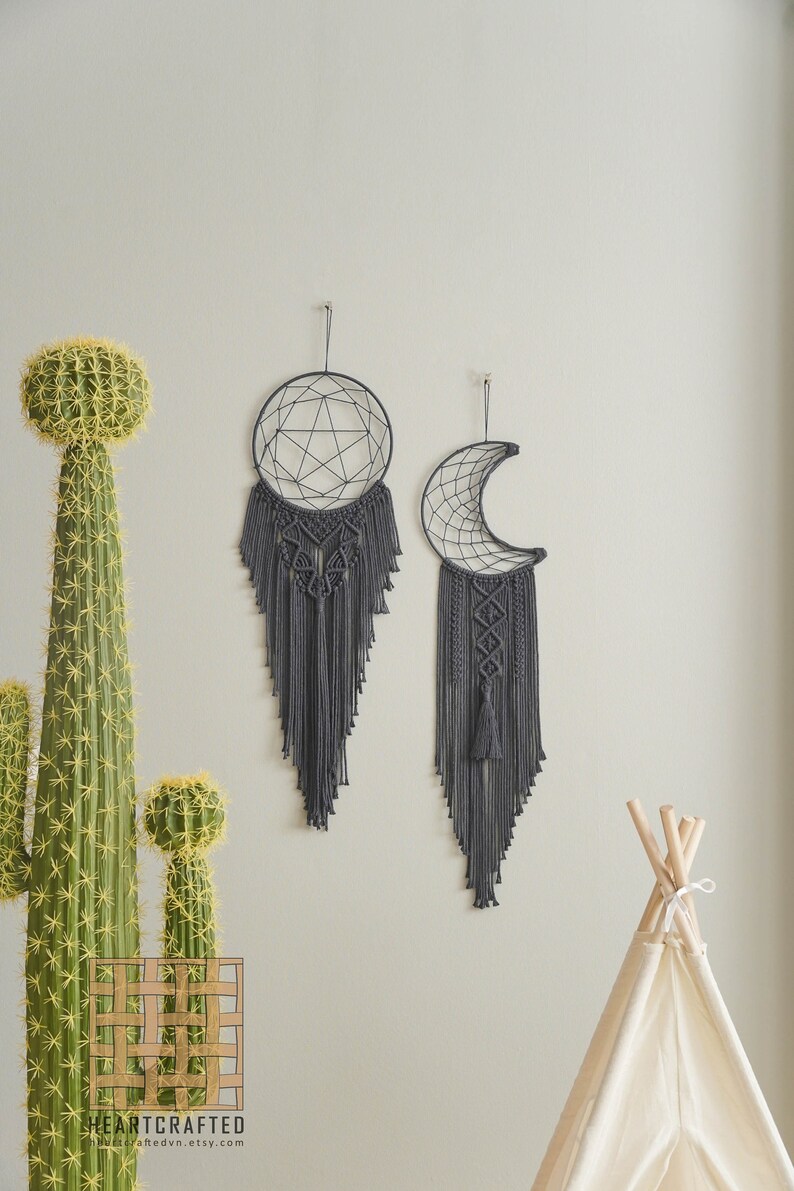 Moon Star Macrame, Pentagon Dreamcatcher, Modern Macrame, Home Wall ...